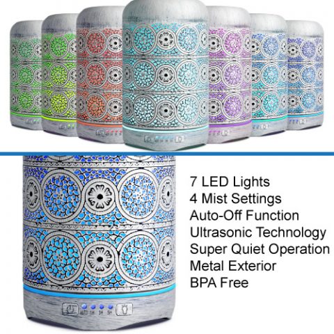 Diffuser With White Metal Cover | Vintage White Aztec Design