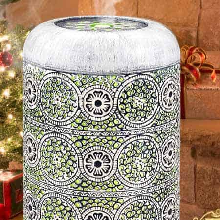 Aztec Design Metal Diffuser in Silver - Changing Lights